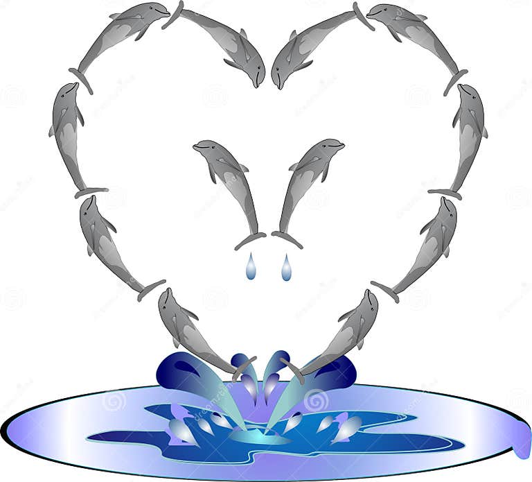 Illustration of Dolphins in a Heart Shape Stock Vector - Illustration ...