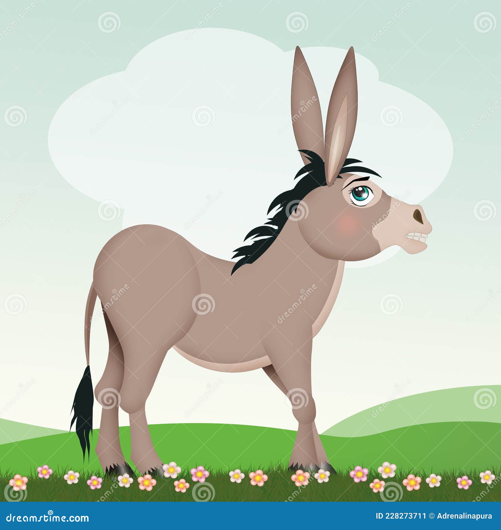 Braying Cartoon Gray Donkey | CartoonDealer.com #118341887