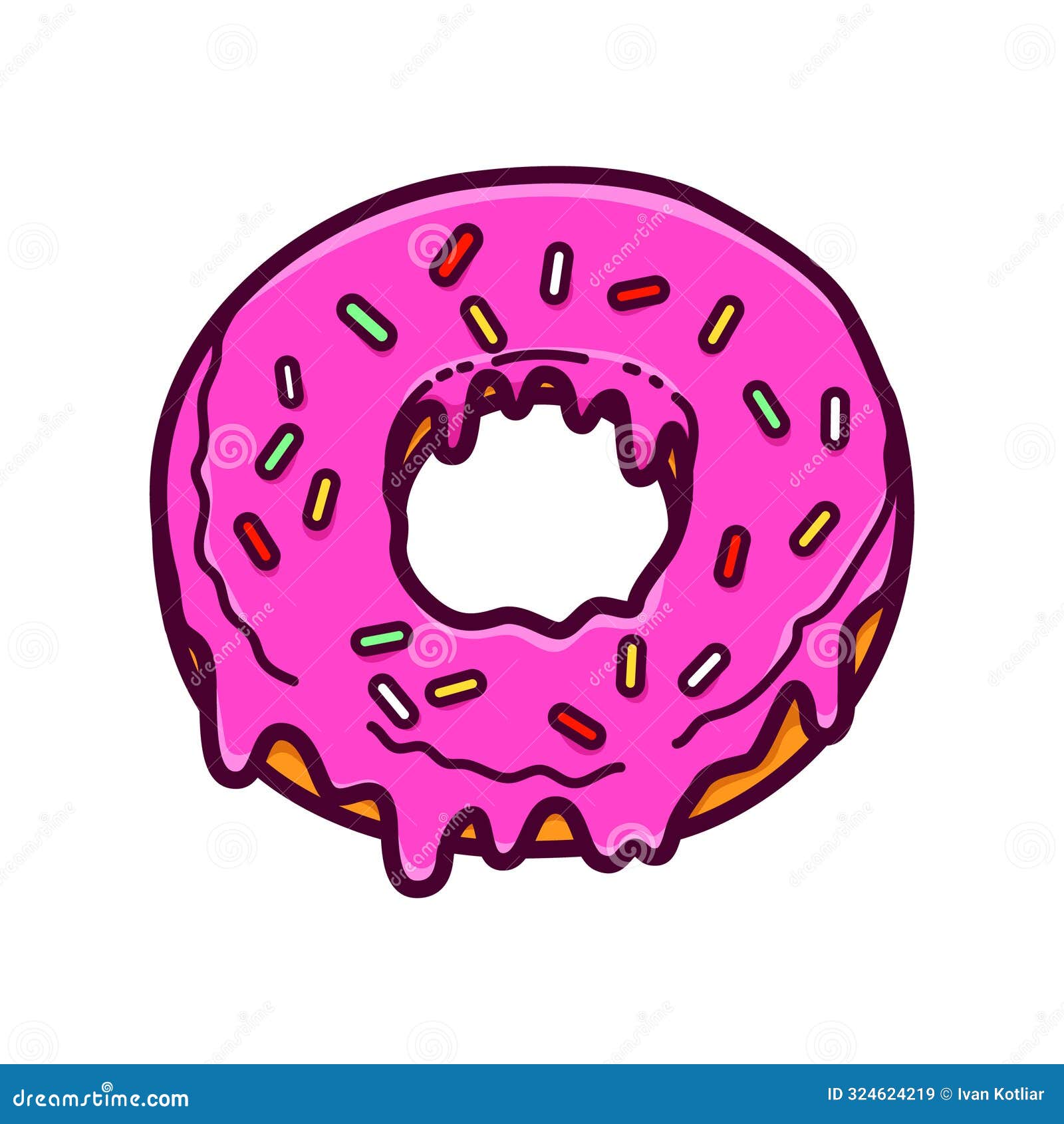 Illustration of Donut in Cartoon Style. Design Element for Logo, Label ...