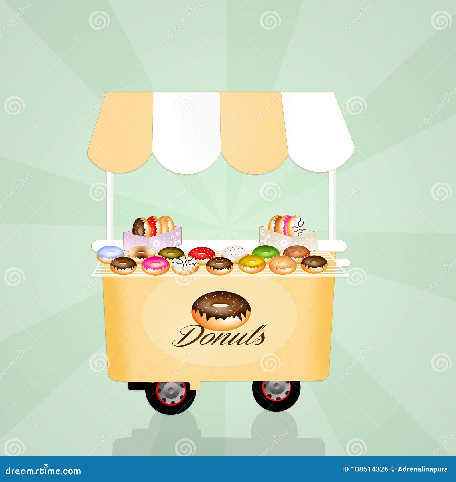 Illustration of Donuts Cart Stock Illustration - Illustration of sugar ...