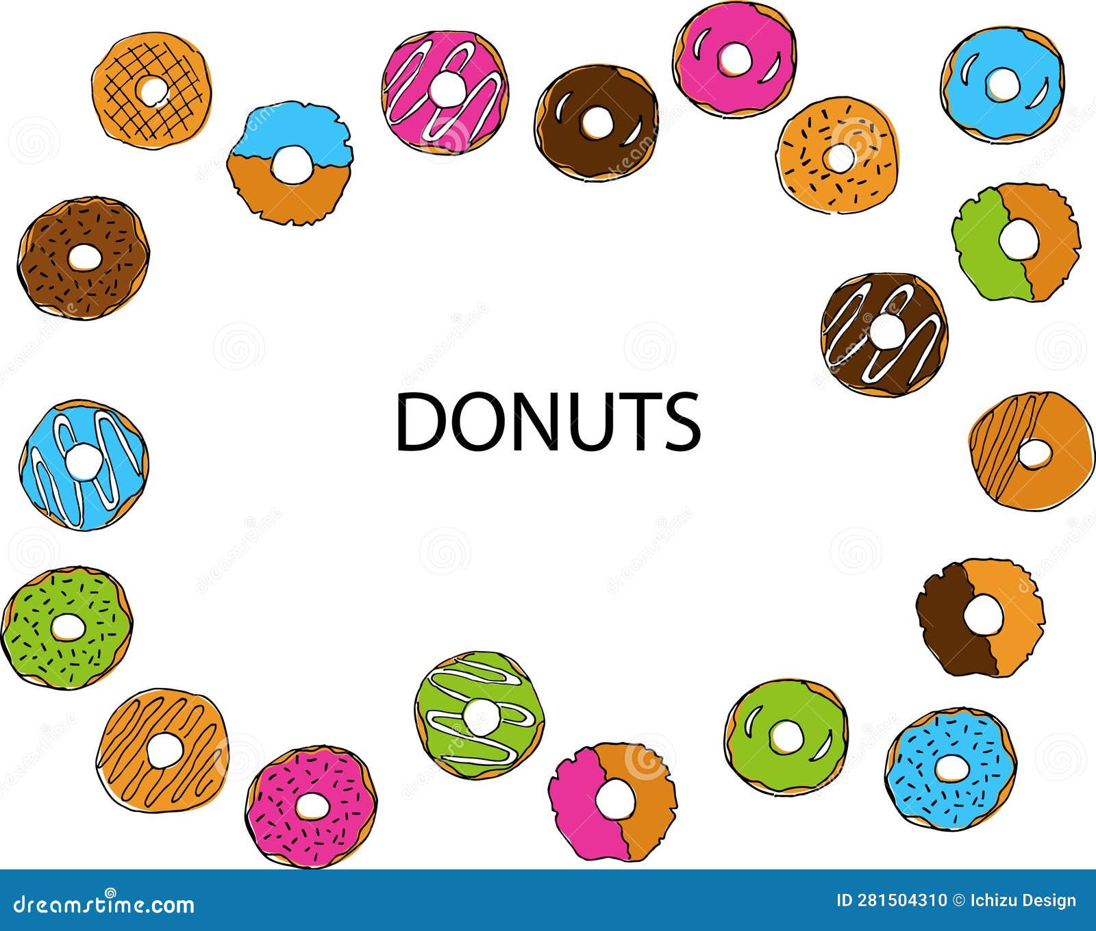 The Illustration of Donuts Frame Stock Vector - Illustration of ...