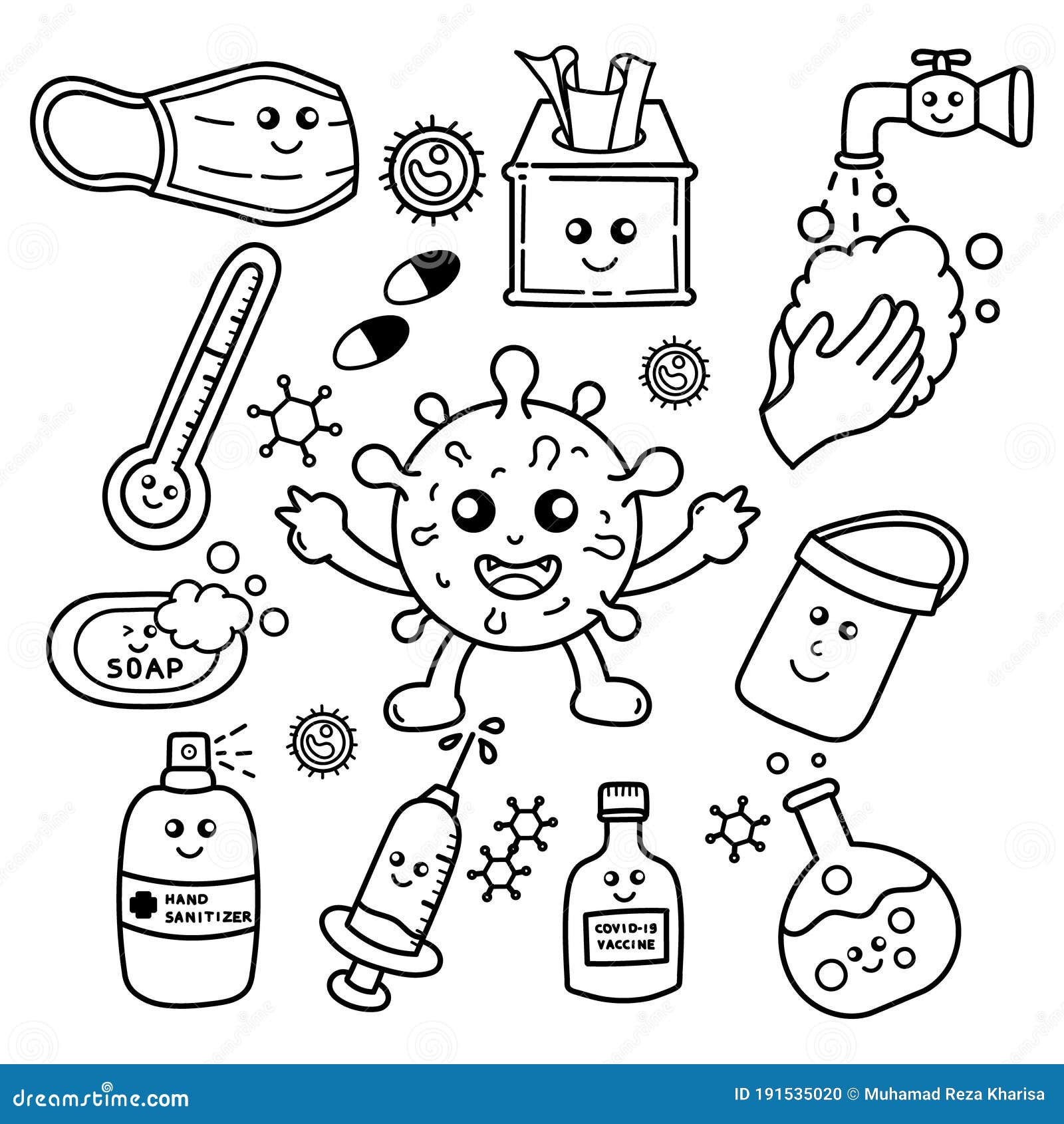 Illustration of Doodle Cute for Corona Virus Stock Vector ...