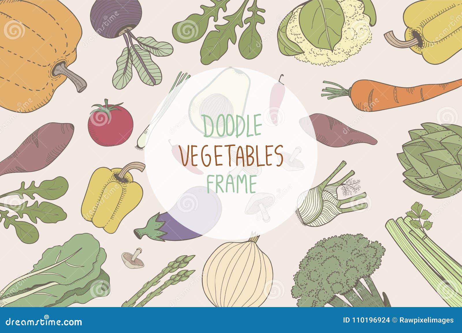 Illustration of Doodle Vegetables Frame Stock Illustration ...