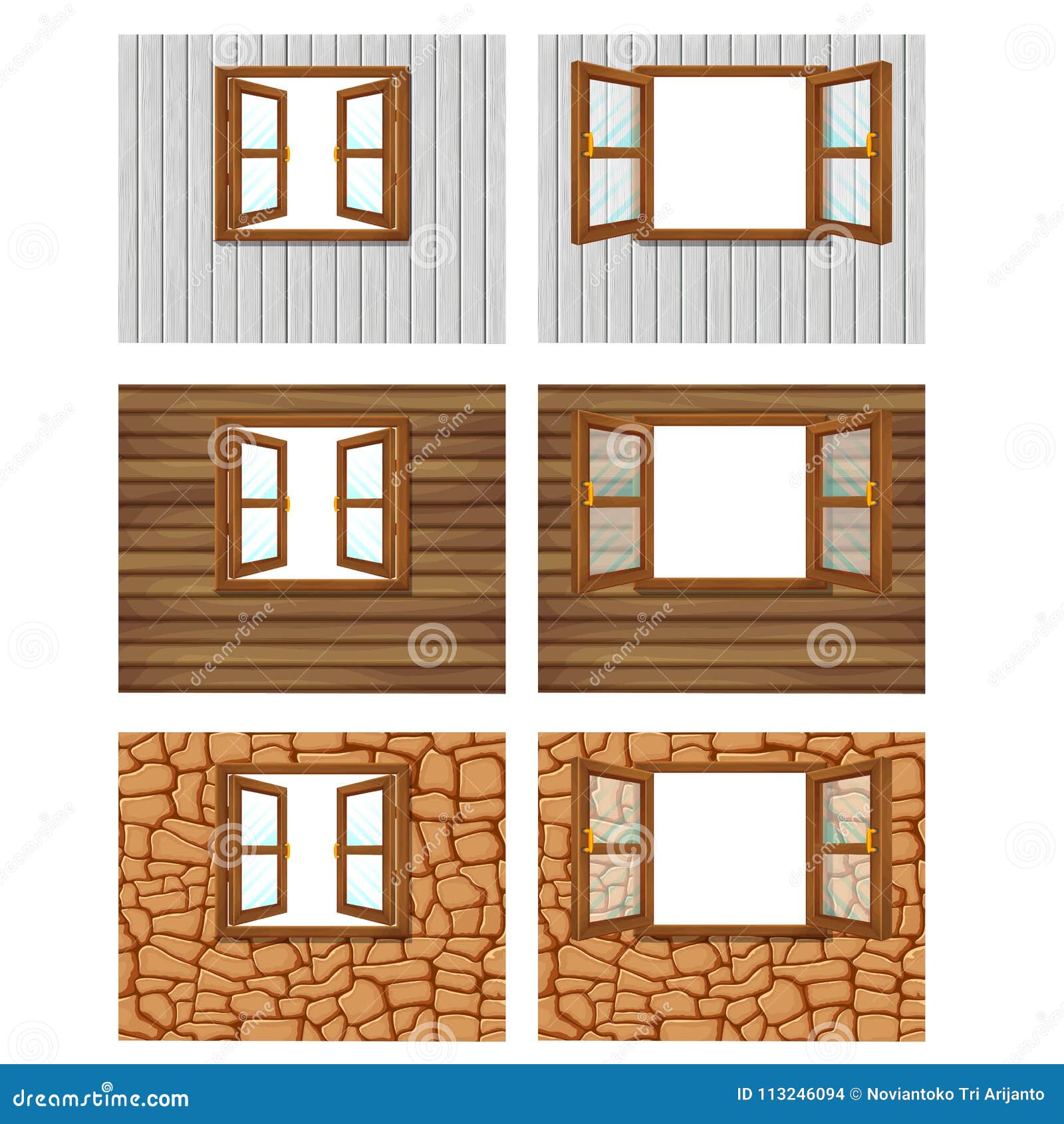 Double Open Windows on a White Background Stock Vector - Illustration ...
