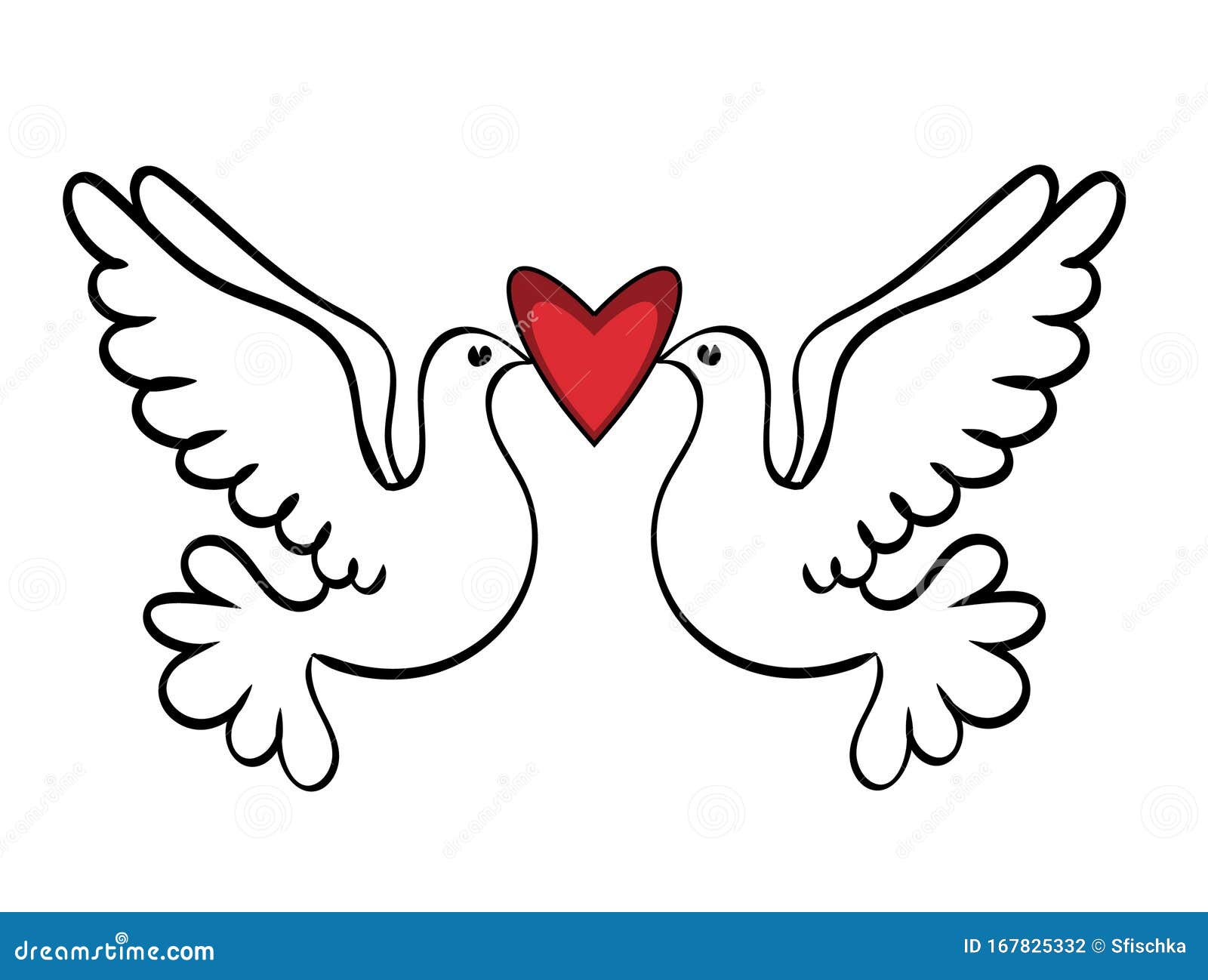 Illustration of Doves and Heart Stock Vector - Illustration of color ...