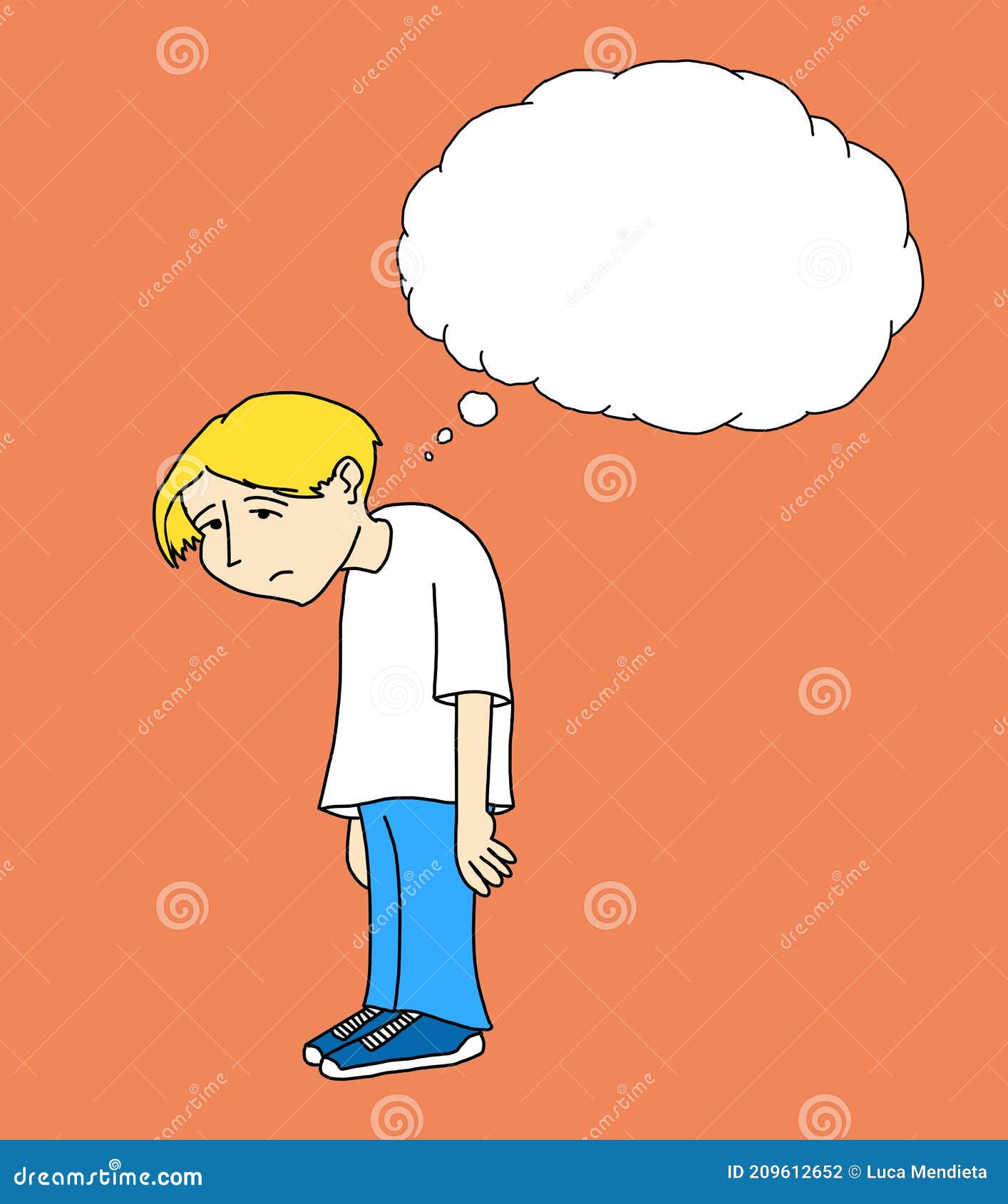 Illustration of a Downcast and Sad Young Boy Stock Illustration ...