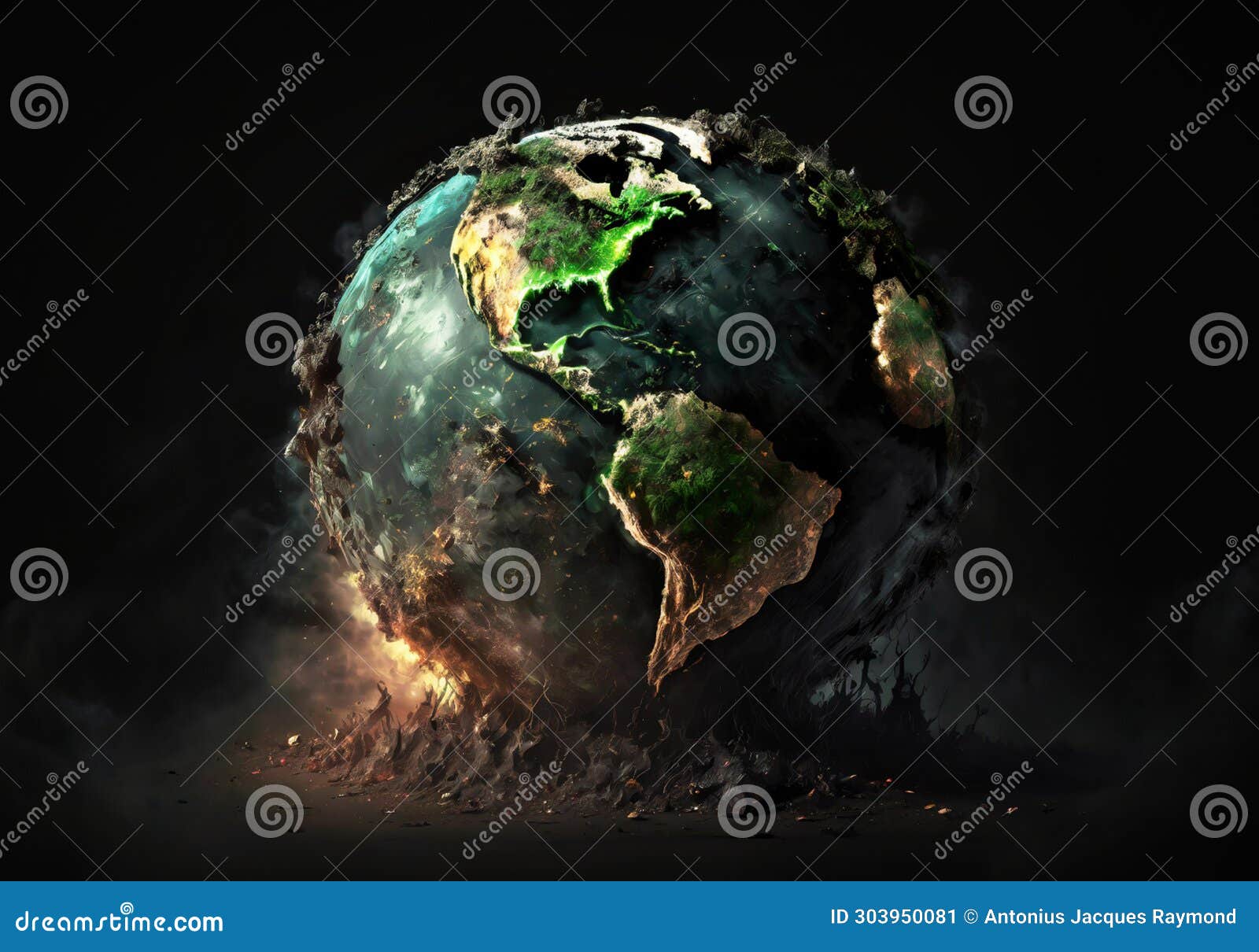 Illustration of Dramatic Scenery about Earth that Being Destruct by ...
