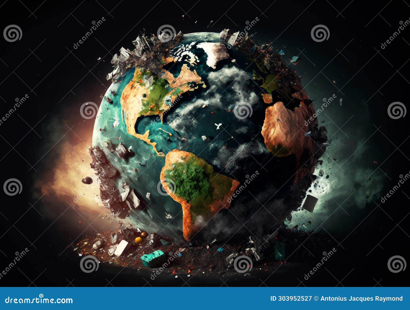 Illustration of Dramatic Scenery about Earth that Being Destruct by ...