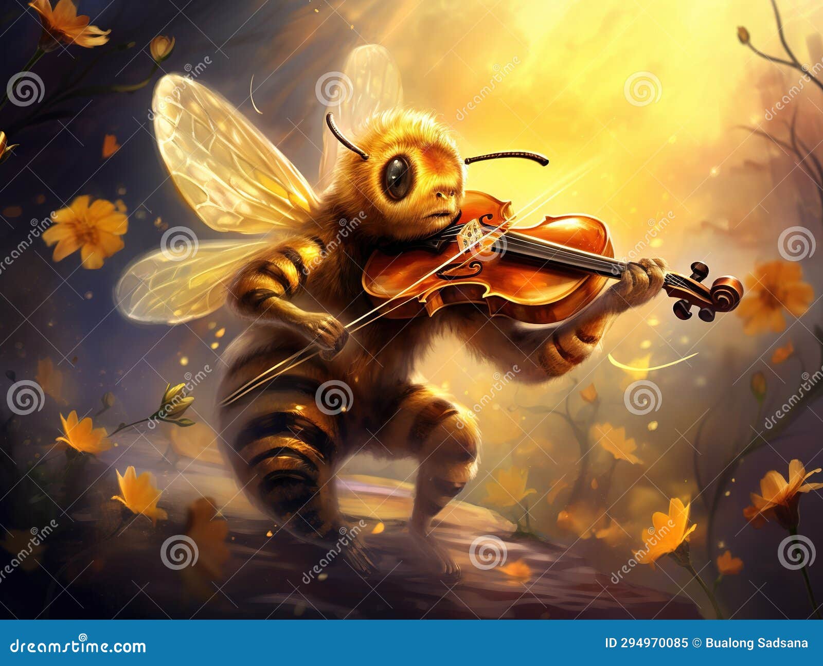 Bee Playing Violin Made with Generative AI Illustration Stock ...
