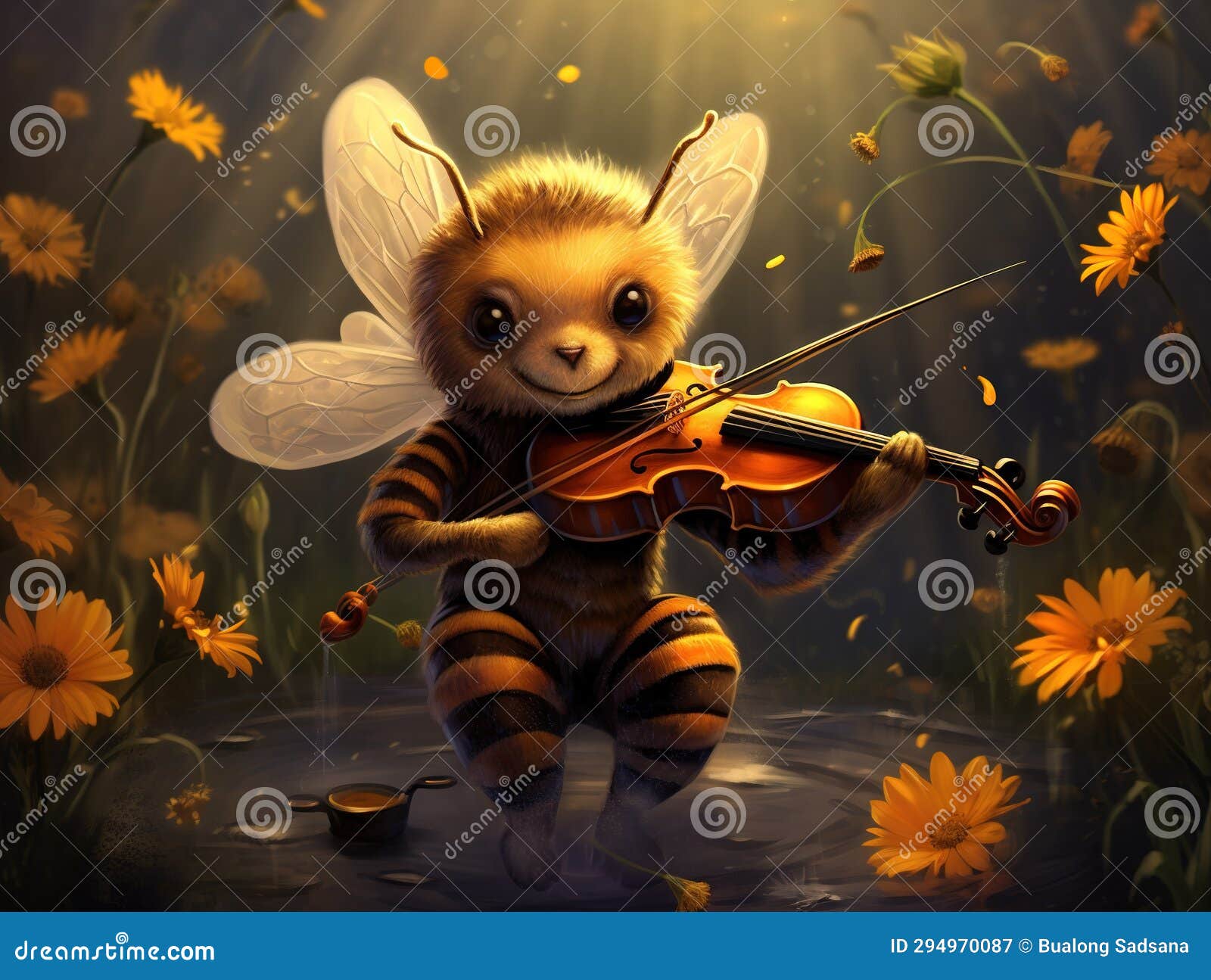 Bee Playing Violin Made with Generative AI Illustration Stock ...