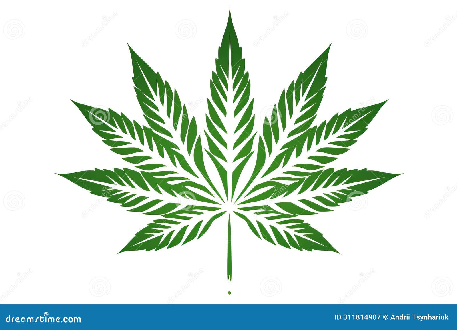 Illustration of a Drawing of a Marijuana Leaf on a White Background ...