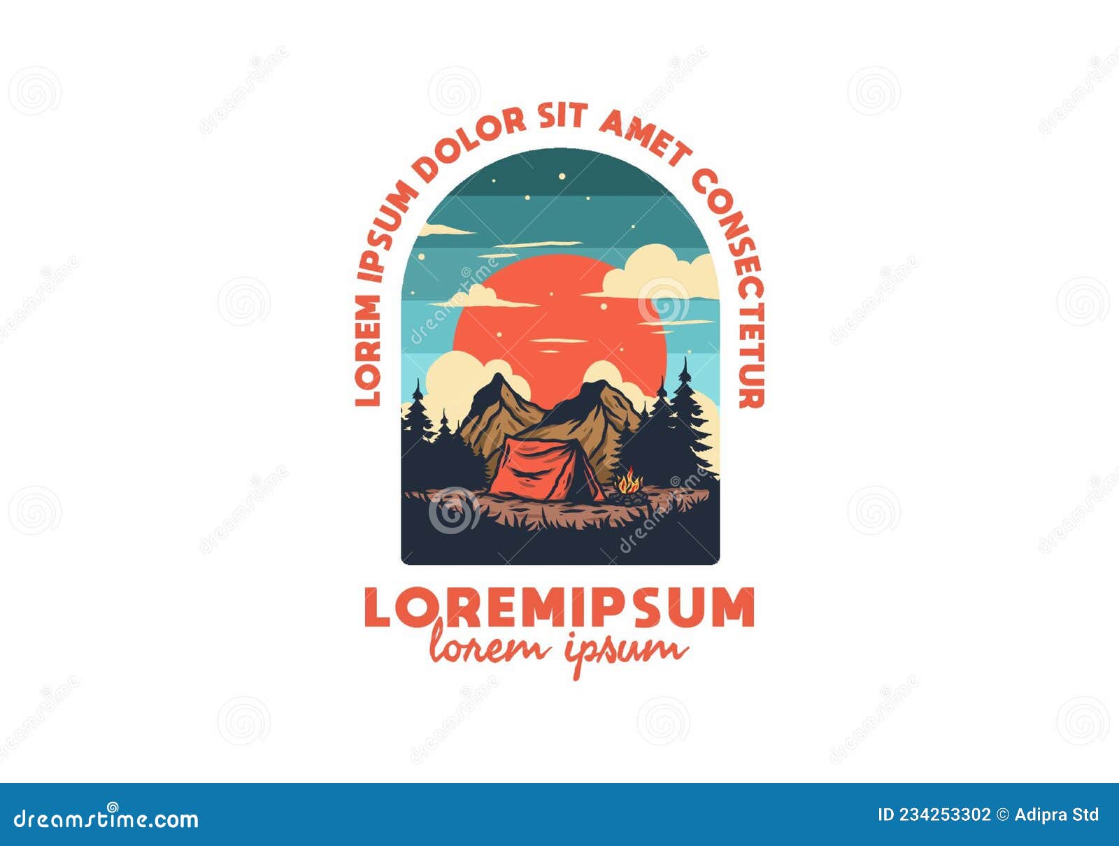 Illustration Drawing of Overnight Camping Stock Vector - Illustration ...
