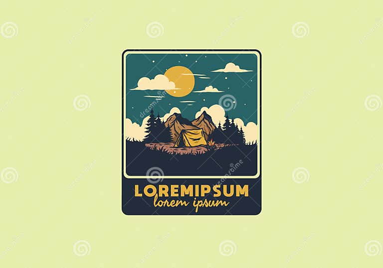 Illustration Drawing of Overnight Camping Stock Vector - Illustration ...