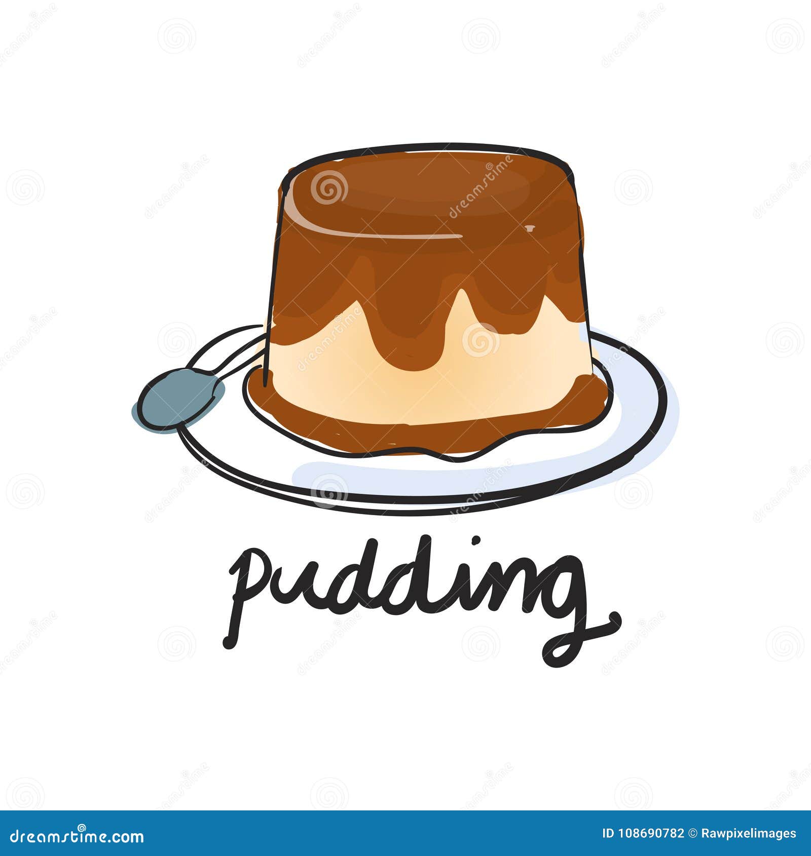 Illustration Drawing Style of Pudding Stock Illustration - Illustration ...