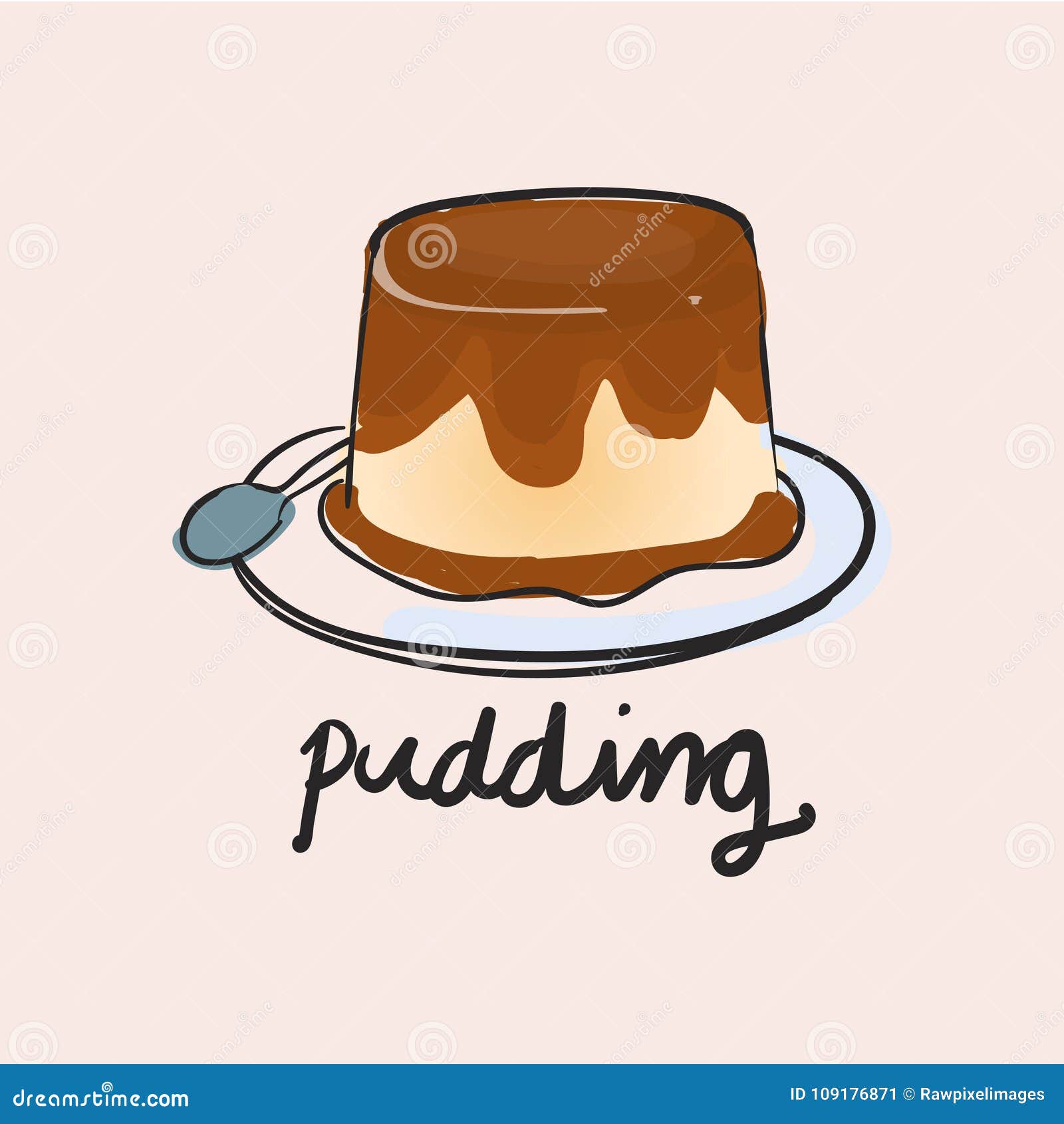 Illustration Drawing Style of Pudding Stock Illustration - Illustration ...