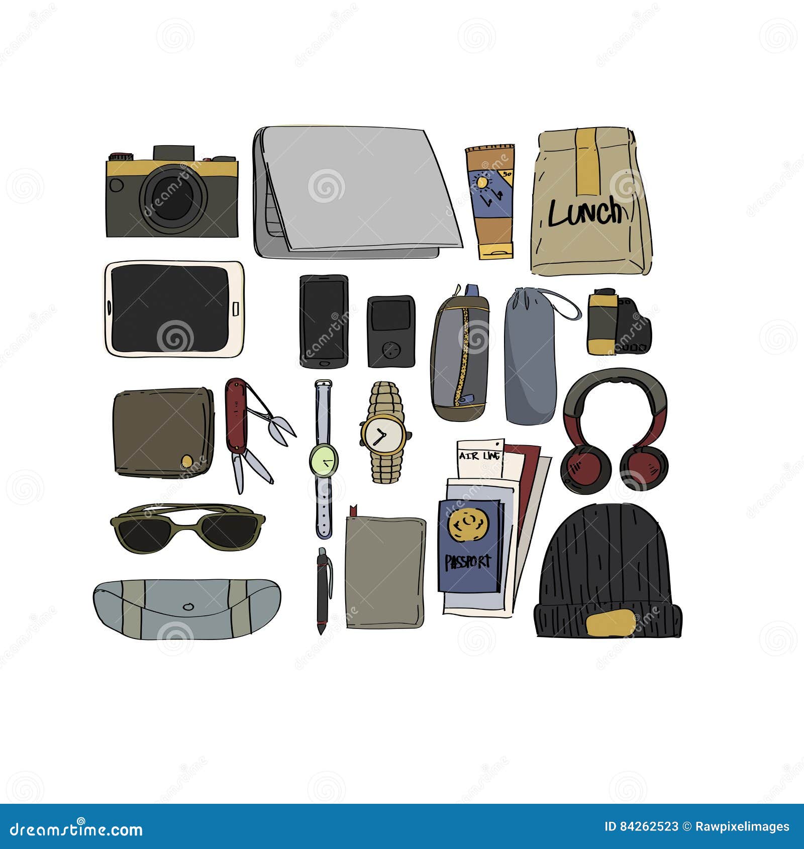 Illustration Drawing Travel Pack Collection Stock Illustration ...
