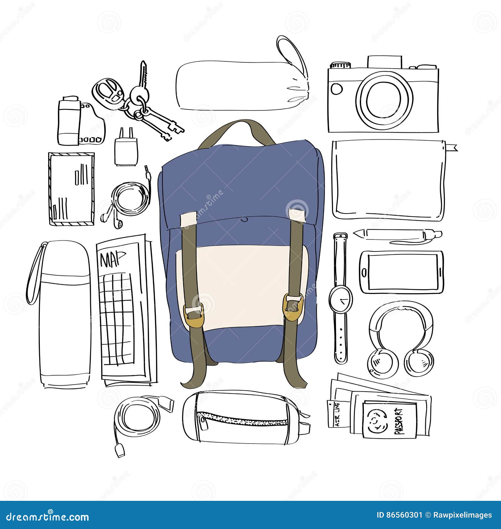 Adventurer Pack Lineart Illustration For Coloring. Fantasy Character ...