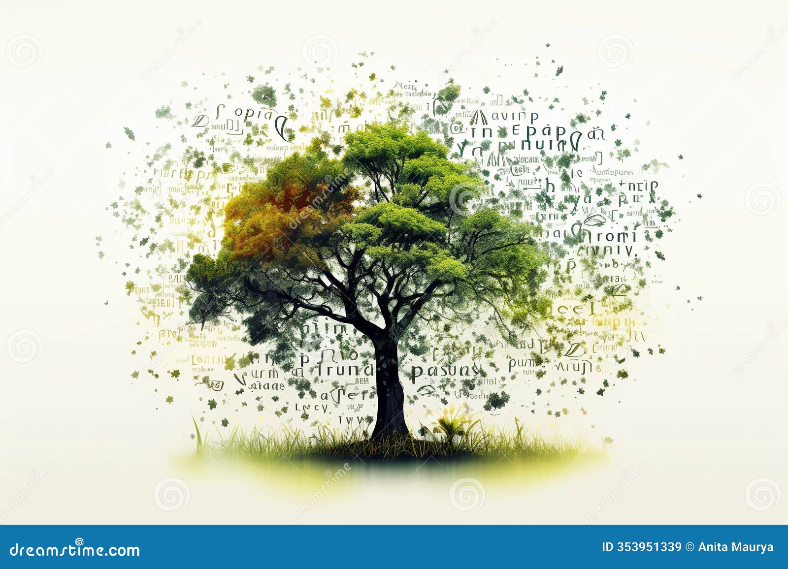 Illustration of a Drawing of a Tree with the Words White Background ...
