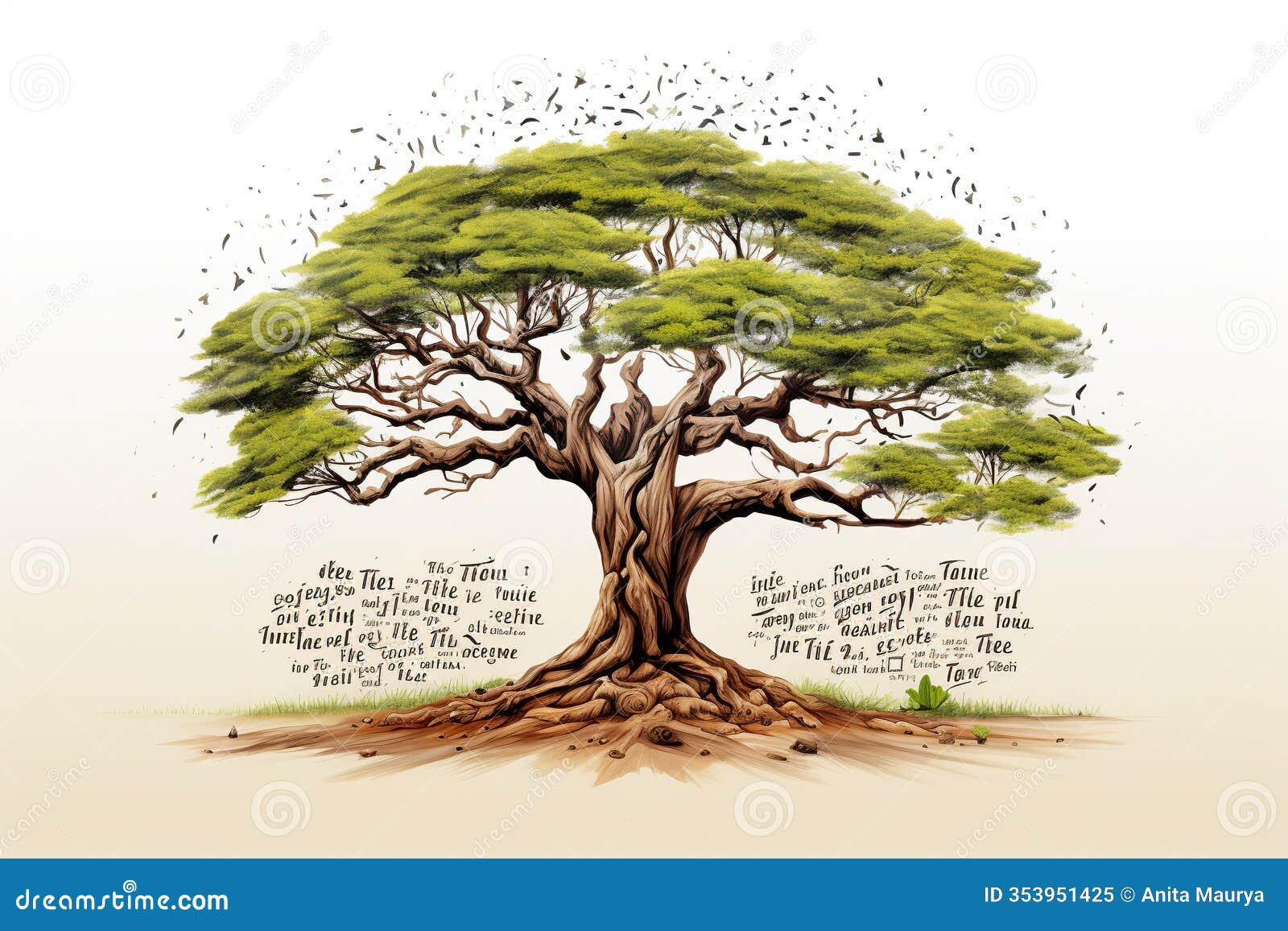 Illustration of a Drawing of a Tree with the Words White Background ...