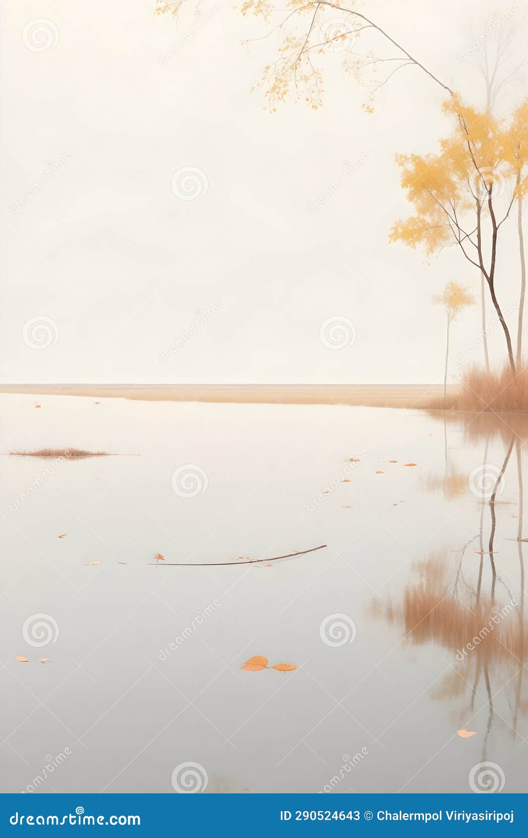 Illustration, Drawings about Nature and Water Reflection, Earth Tones ...