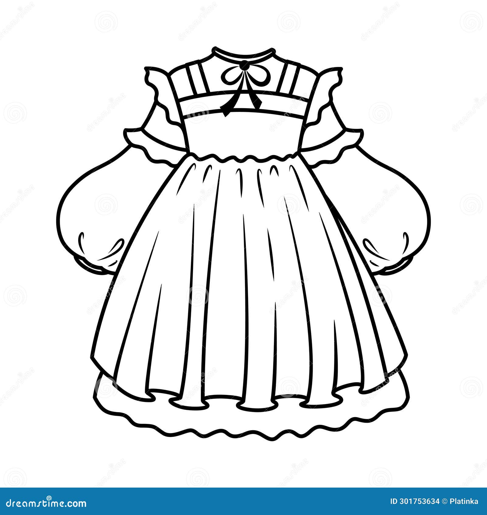 Illustration of Dress Outline for Coloring Page Stock Vector ...