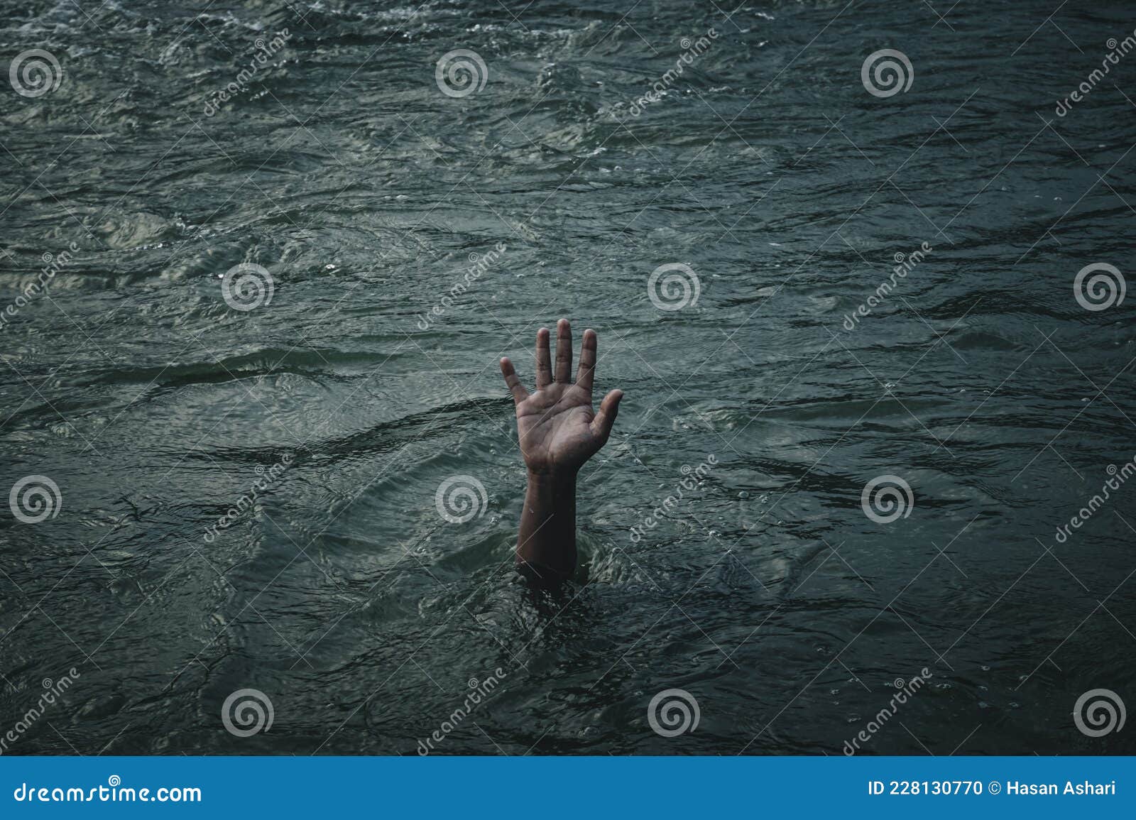 Illustration of Drowning Human Hand Emerging from the Water Stock Photo ...