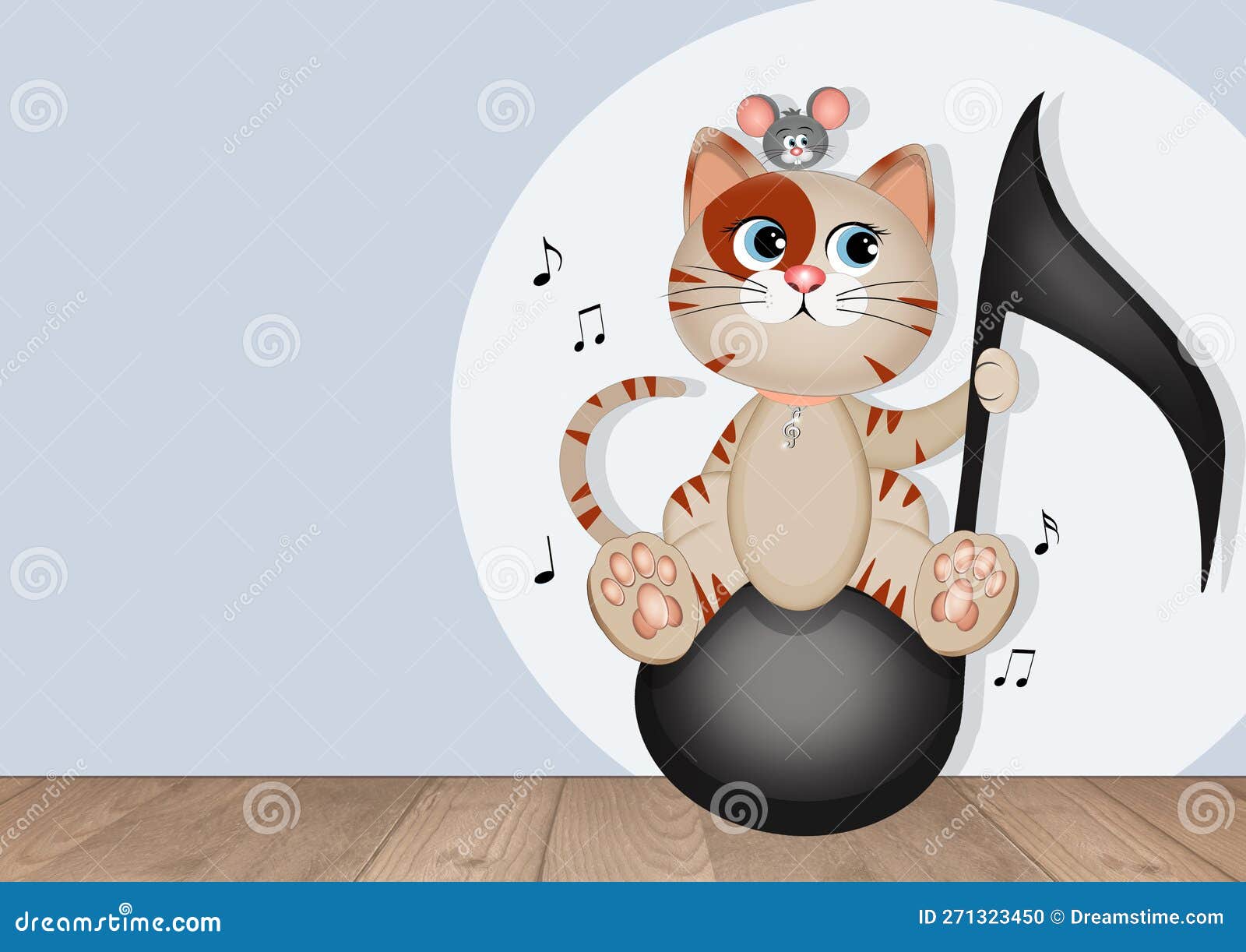 Illustration Du Chat Musicien Sur Note Musicale Illustration Stock ...