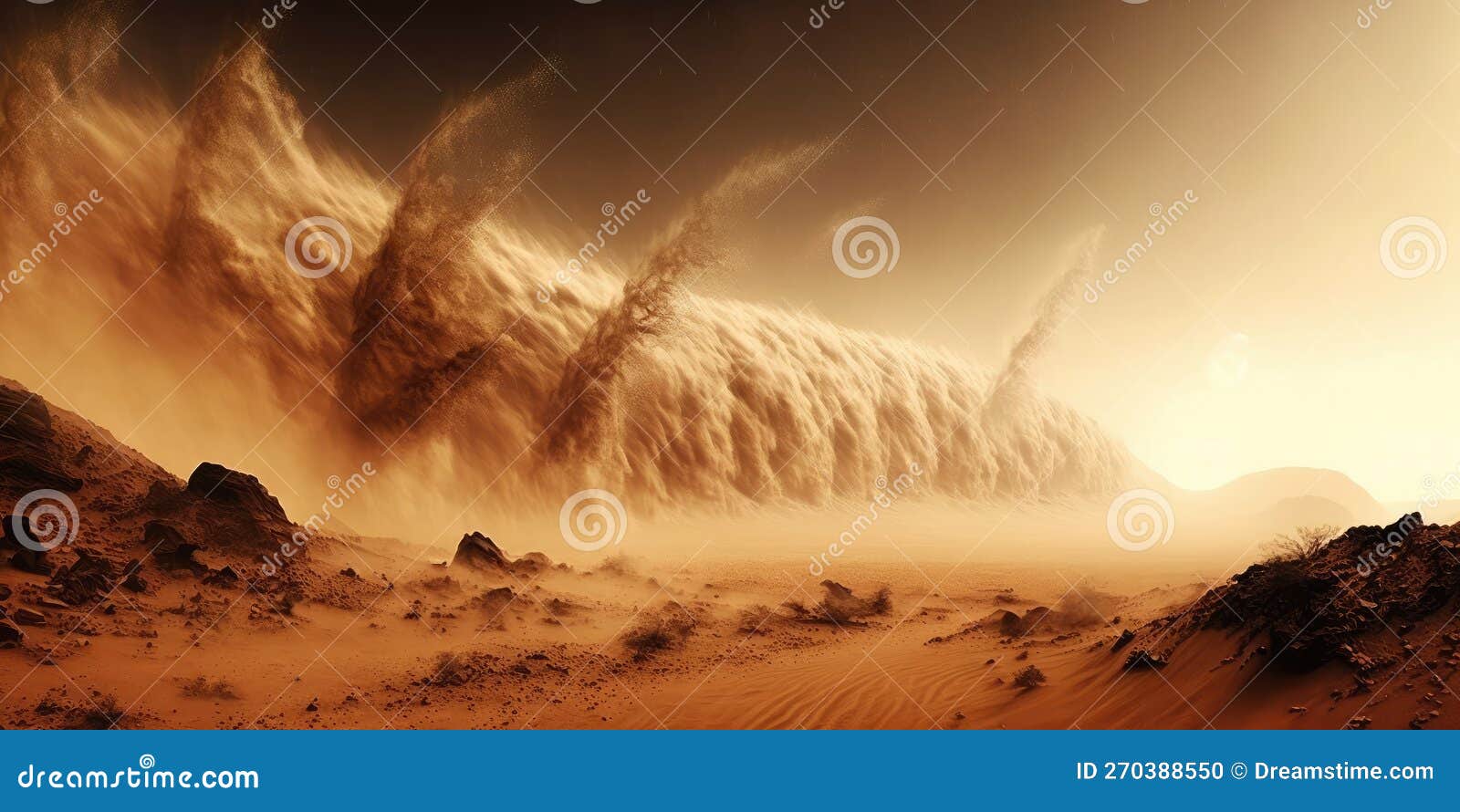 A Dust Storm in the Desert stock illustration. Illustration of ...