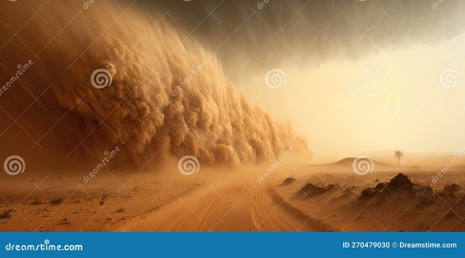 A Dust Storm in the Desert stock illustration. Illustration of hight ...
