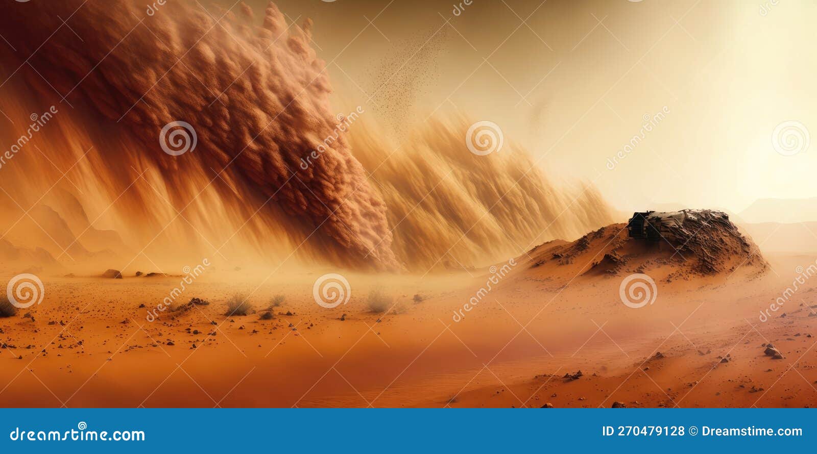 A Dust Storm in the Desert stock illustration. Illustration of evening ...
