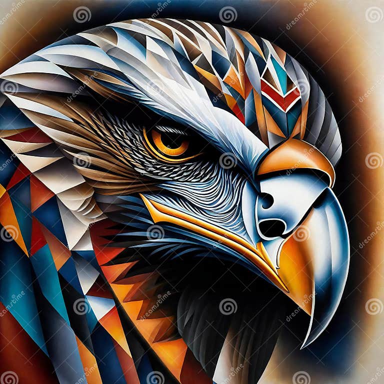 Eagle Head with Colorful Abstract Background Stock Illustration ...