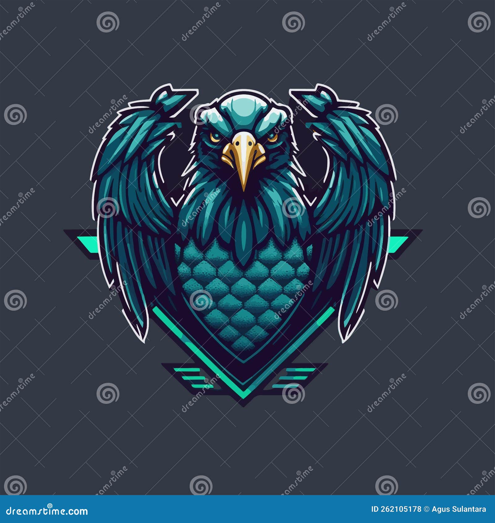 Eagle Head Shield Mascot Gaming Logo Design Vector Illustration Stock ...
