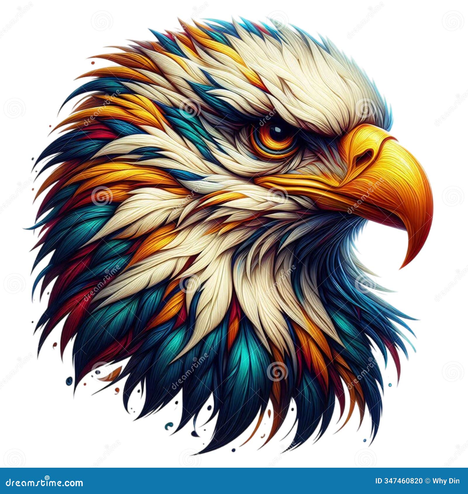 Illustration of an Eagle S Head with Bright Colors and an Artistic ...