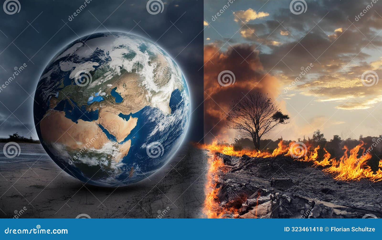 Illustration of Earth before and after Apocalypse Stock Illustration ...