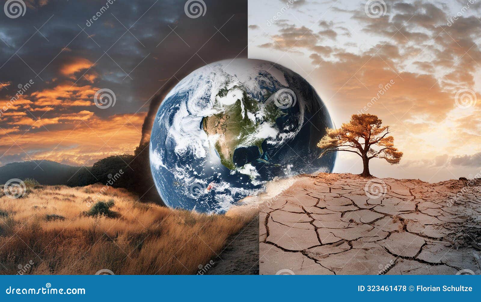 Illustration of Earth before and after Apocalypse Stock Illustration ...