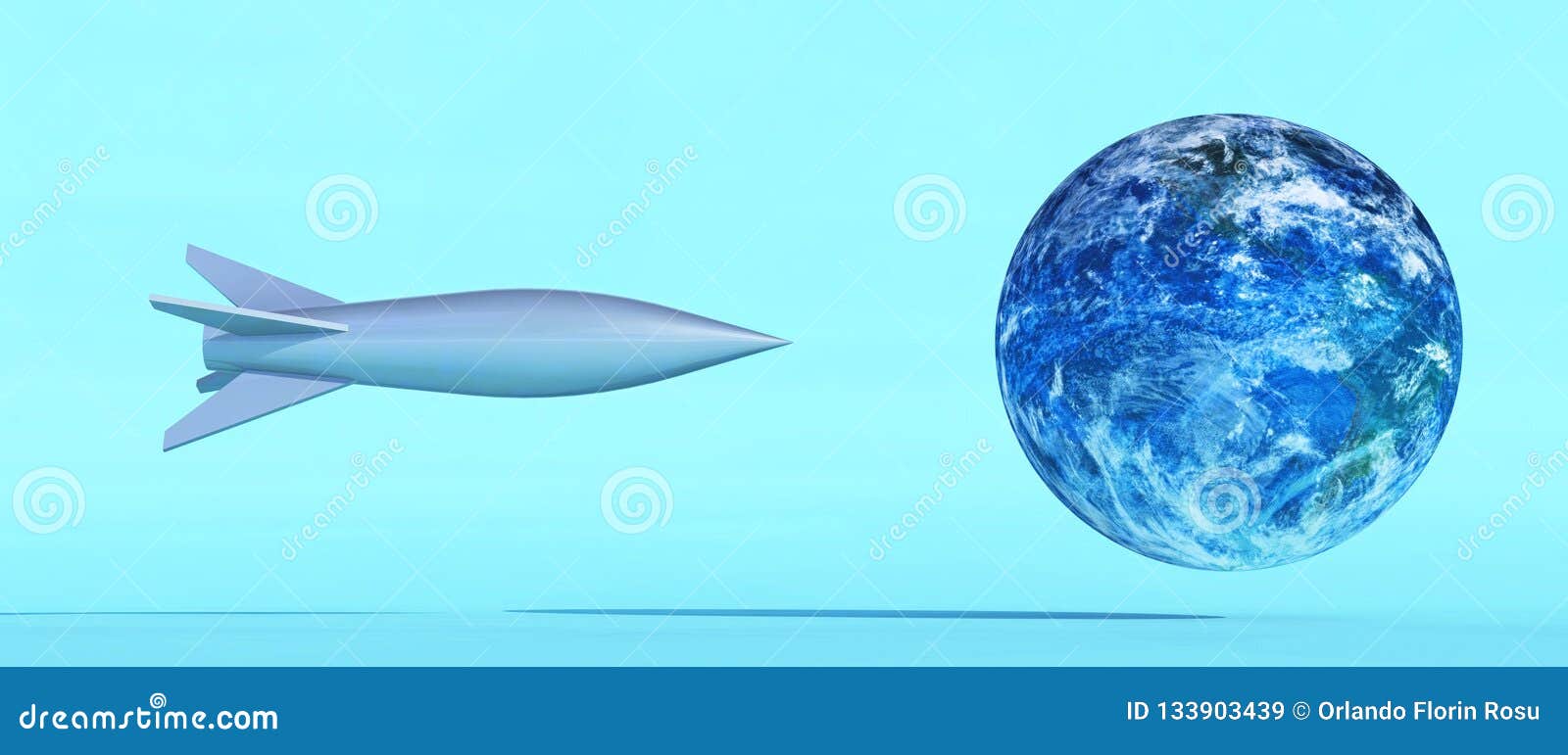 Illustration of the Earth Being Attacked by a Missile Stock ...
