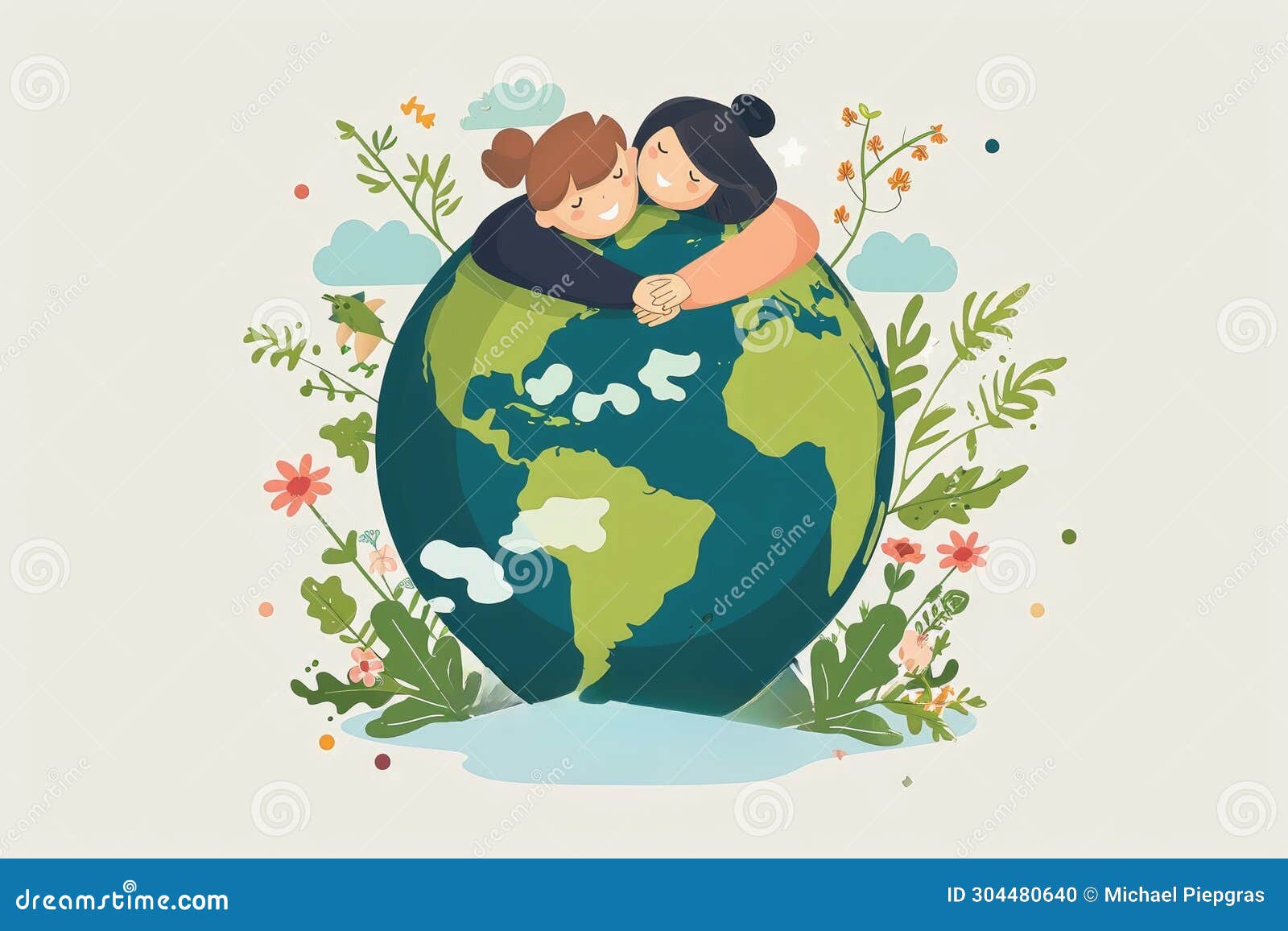 Illustration of Earth Being Hugged by People on Earth Day Stock ...