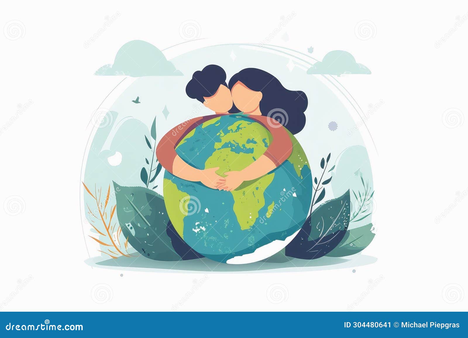 Illustration of Earth Being Hugged by People on Earth Day Stock ...