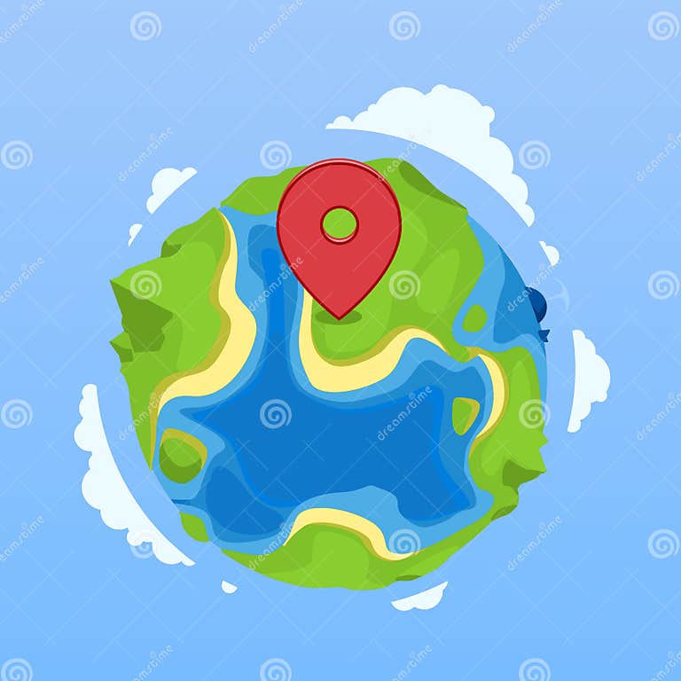 Illustration of Earth and Geolocation Stock Vector - Illustration of ...