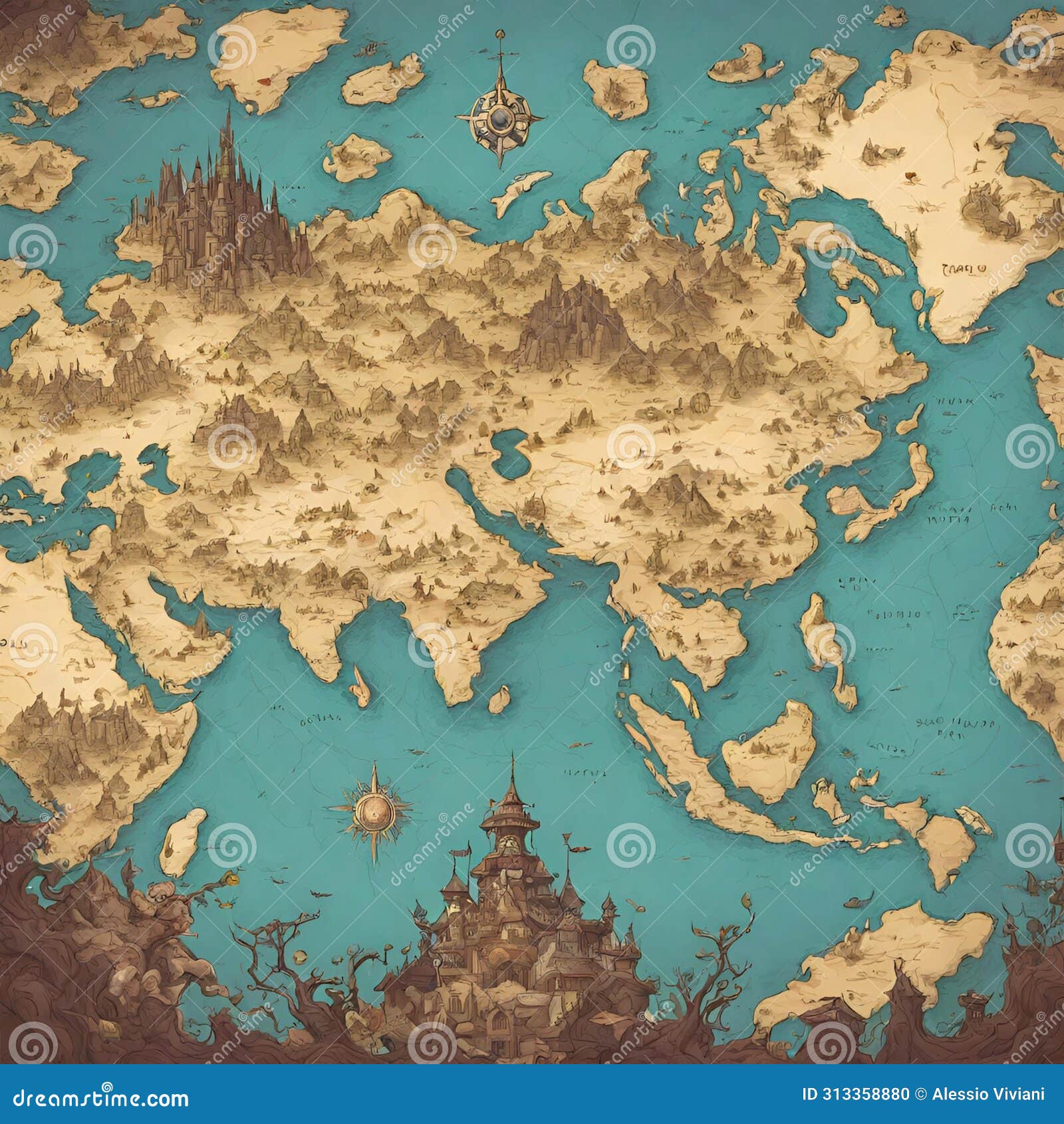 Globe Earth Illustration in Fantasy Style Stock Illustration ...