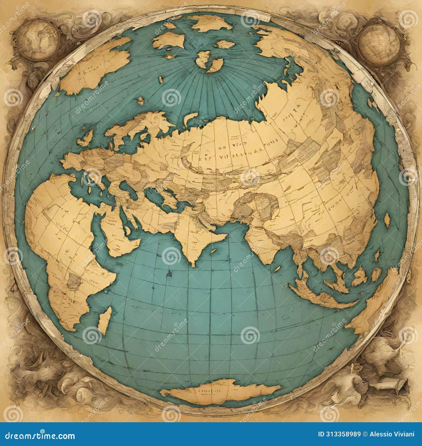 Globe Earth Illustration in Fantasy Style Stock Illustration ...