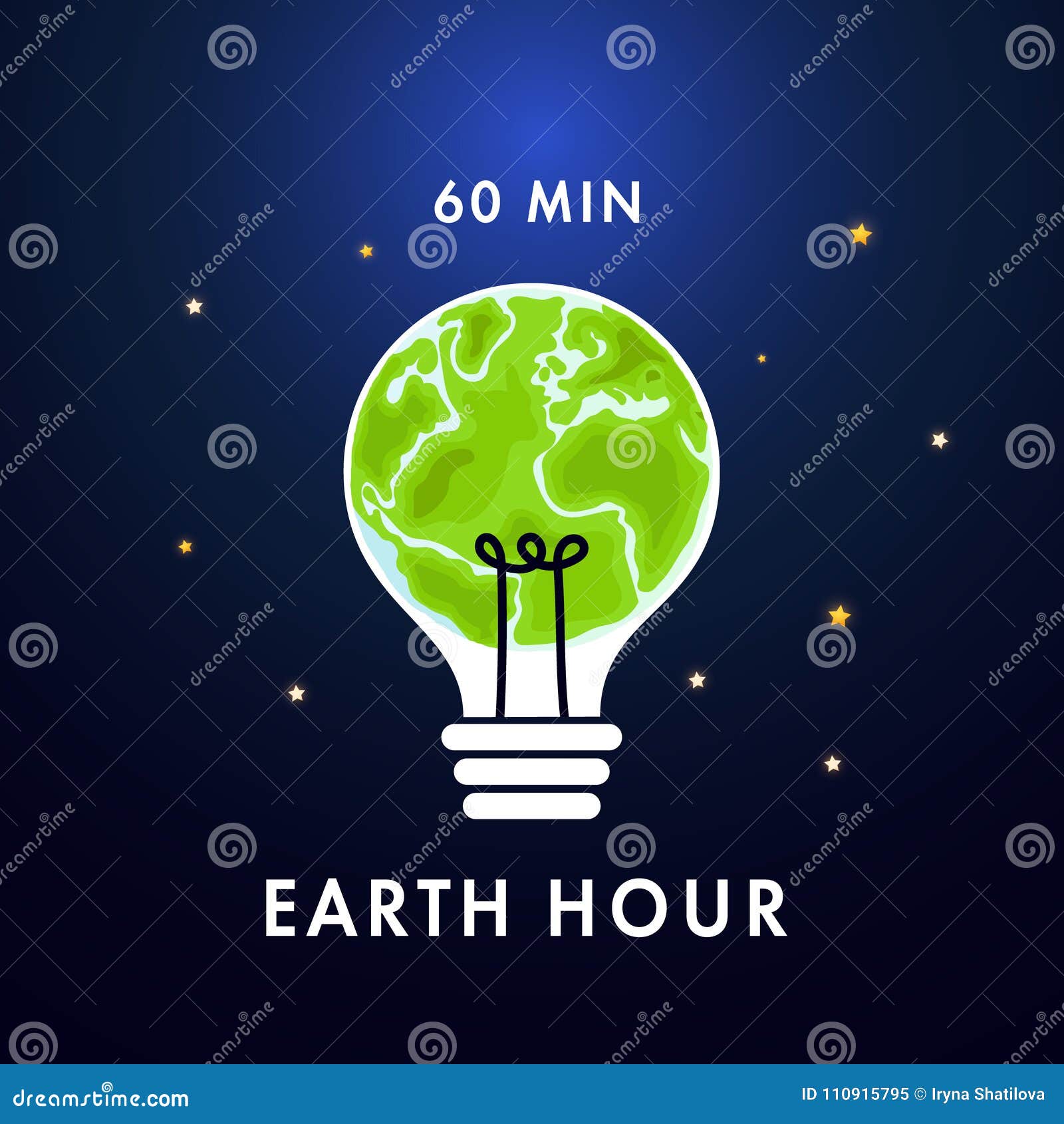 Illustration of Earth Hour. Save Our Planet Stock Vector - Illustration ...