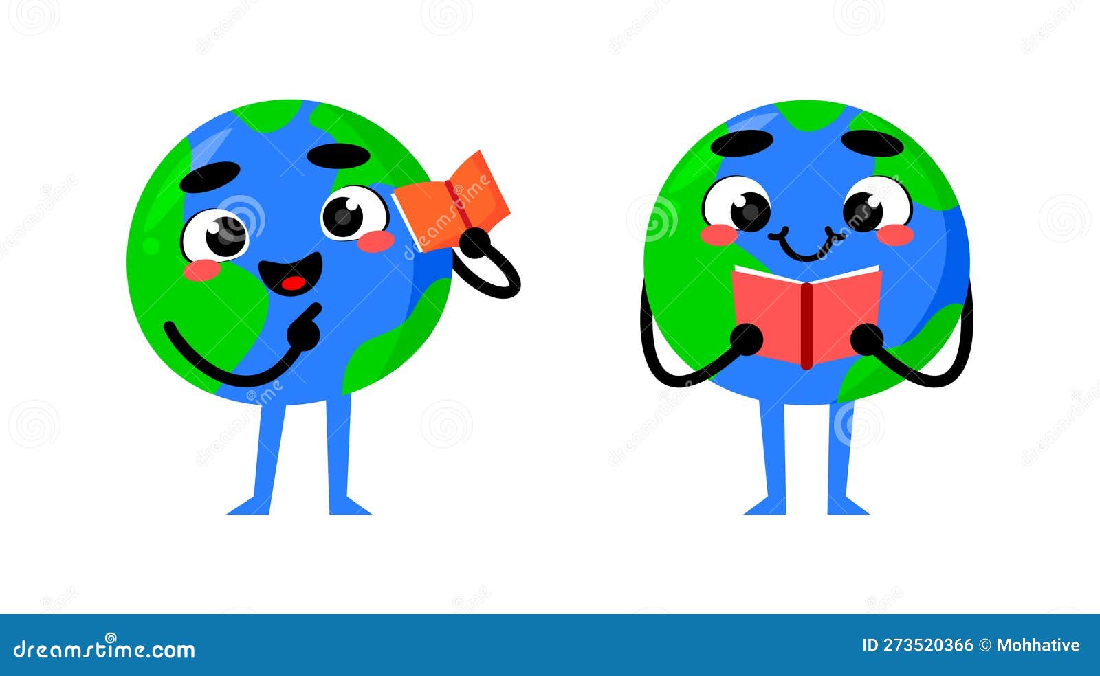 Illustration of Earth Mascot Carries a Book. Cute Vector Mascot ...