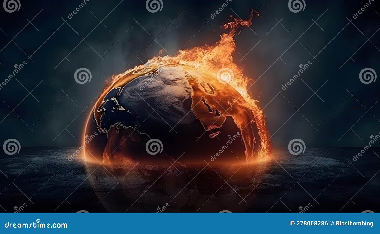 Illustration of the Earth World Globe on Fire or Burning Increasing the ...