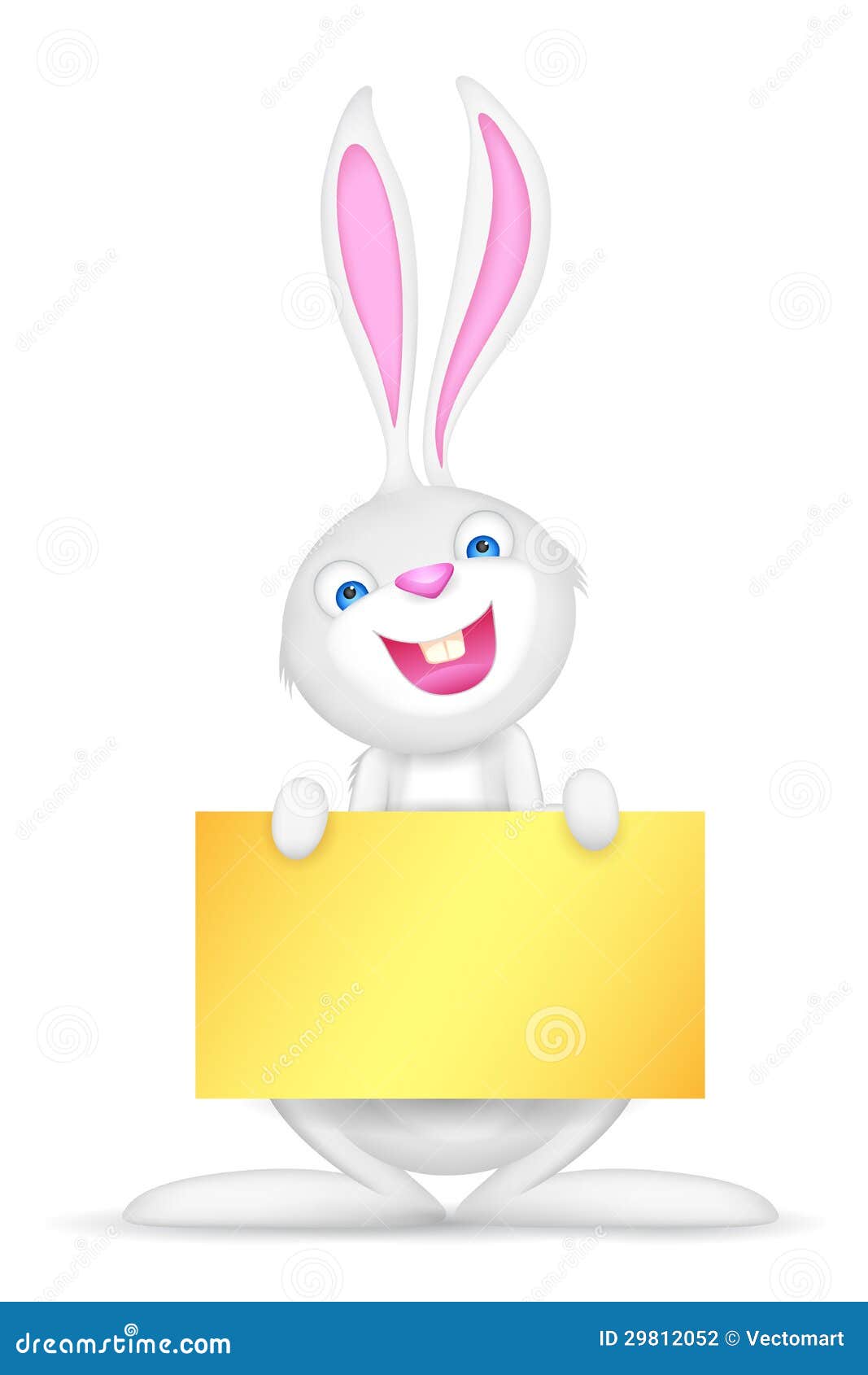 Easter Bunny Holding Blank Board Stock Vector - Illustration of ...