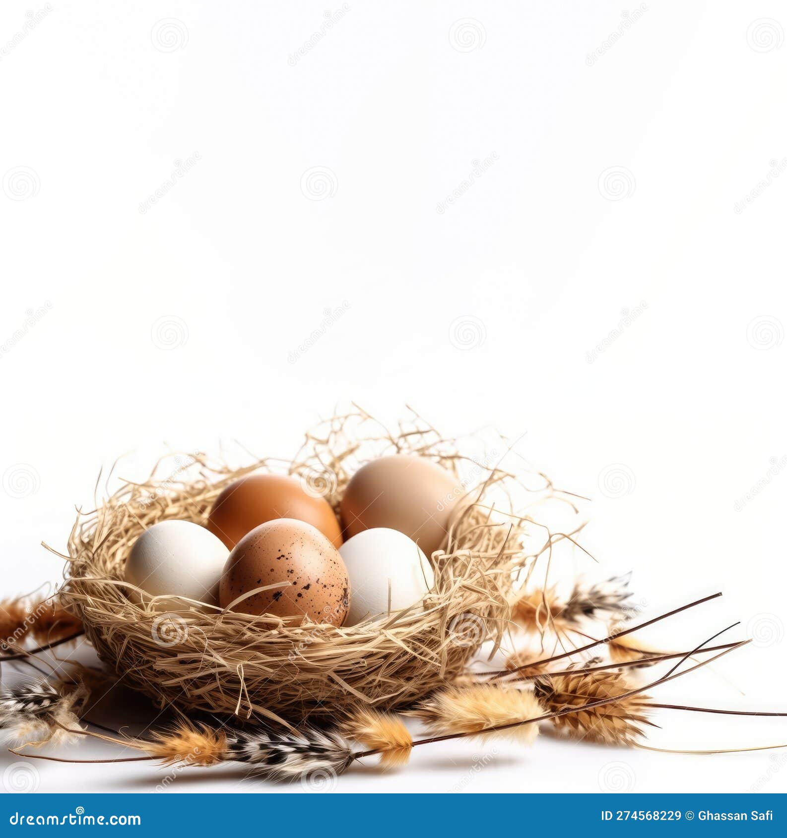 Natural Colors of Easter Eggs with White Space for Text Stock ...