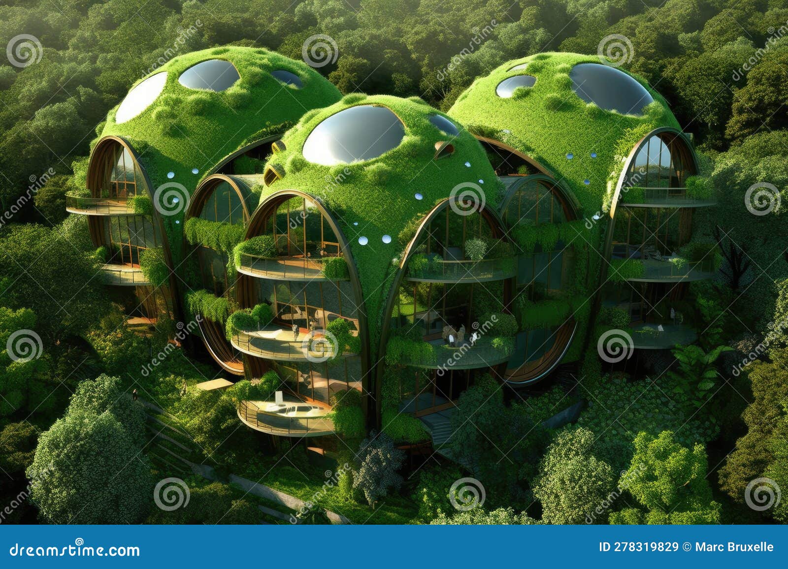 Illustration of Eco-friendly Homes of the Future - Generative AI Stock ...