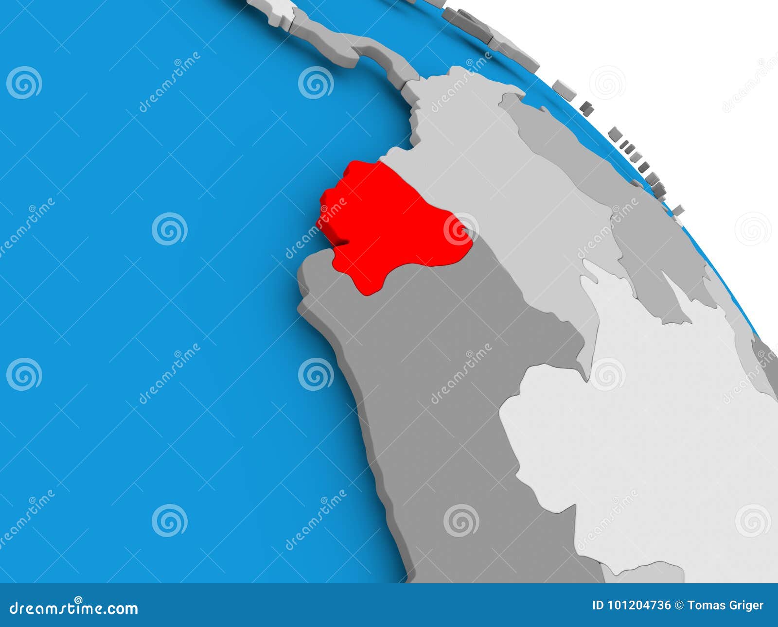 Ecuador in red on map stock illustration. Illustration of international ...