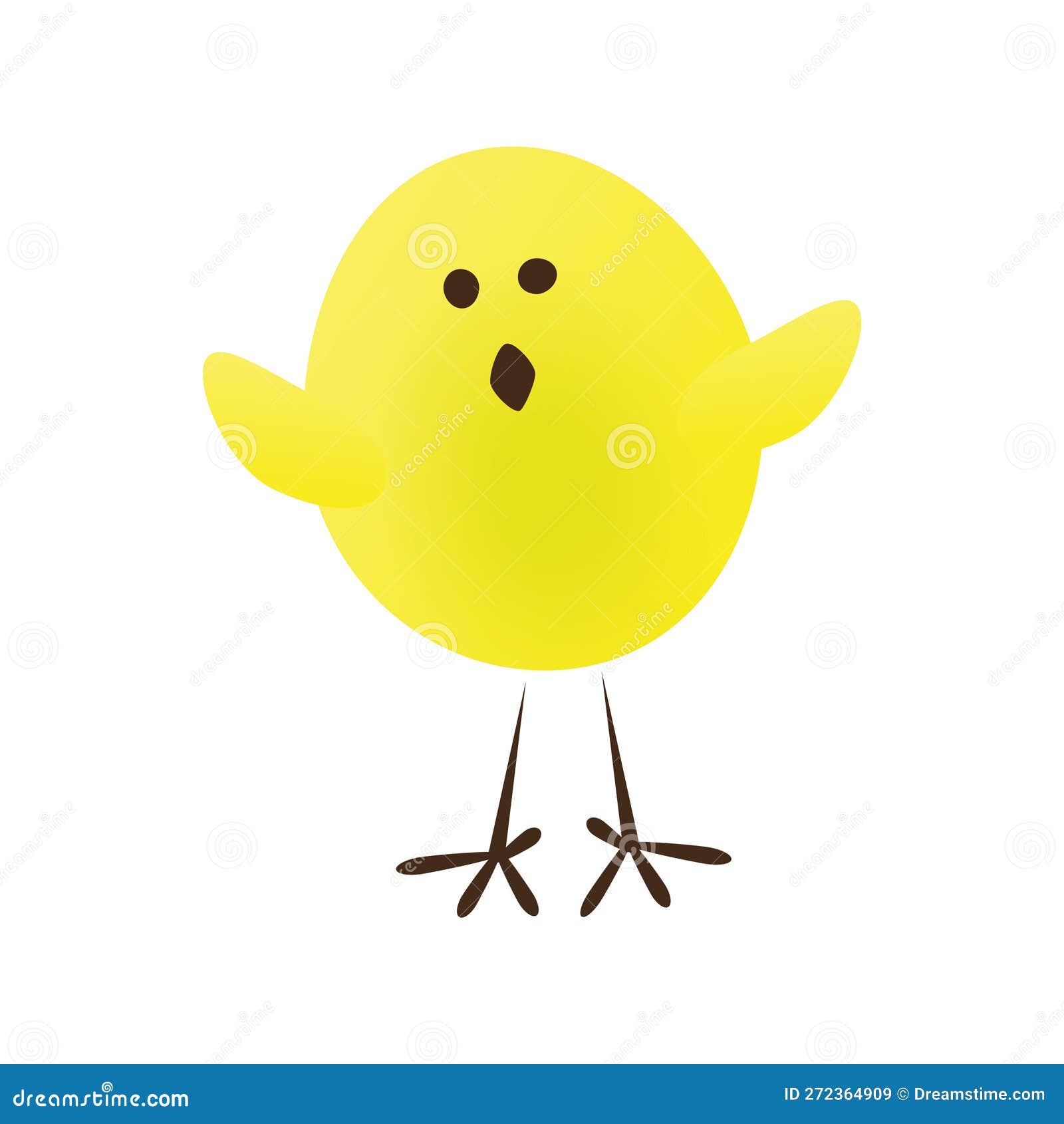 Funny Cute Standing Yellow Chick Isolated on White Background ...