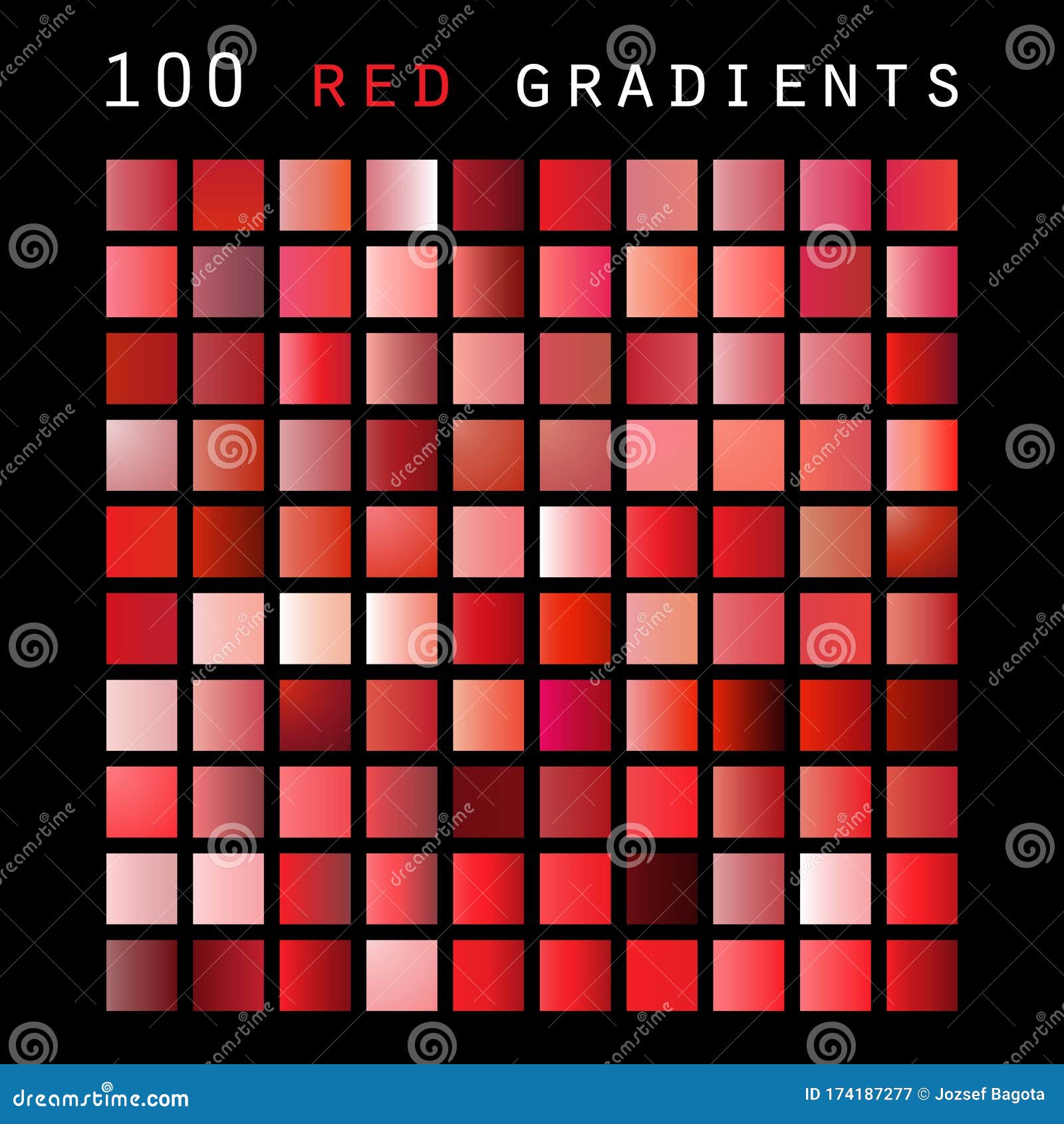 Set of 100 Red Color Shades and Gradient Samples, Design Template Stock ...